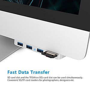 Cateck iMac Hub Aluminum USB Hub Adapter Docking Station with Micro SD & Micro SD Card Reader Combo and 3 USB 3.0 Port Compatible with 2021 iMac and iMac Pro (Upgrade Version)