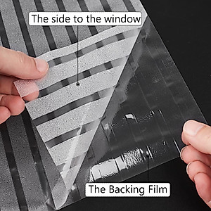 Donox Window Privacy Film UV Protection Static Window Film Non-Adhesive Window Film Beautiful and Simple for Home Office Striped Patterns 35.4 x 78.7 Inch