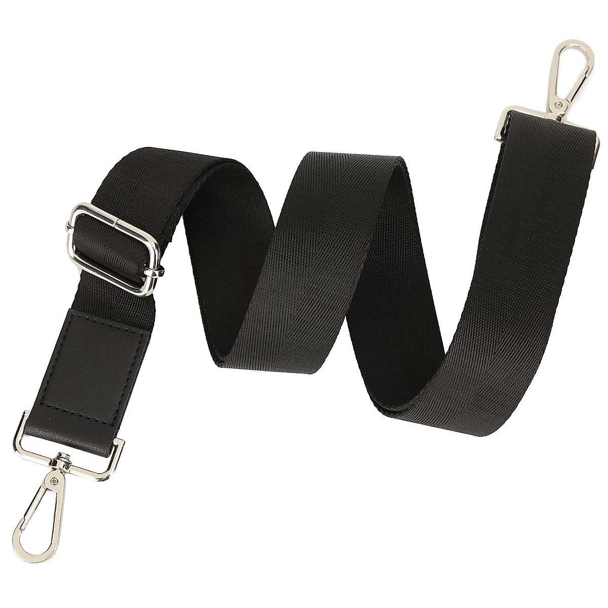 lola mae Wide Shoulder Strap Replacement Adjustable, Removable Guitar Style Multicolor Canvas Crossbody Strap for Handbags (Black-Silver hardware AS148)