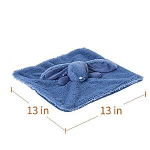 Apricot Lamb Stuffed Animals Navy Blue Bunny Rabbit Security Blanket Infant Nursery Character Blanket Luxury Snuggler Plush Baby Lovey(Navy Blue Bunny, 13 Inches)