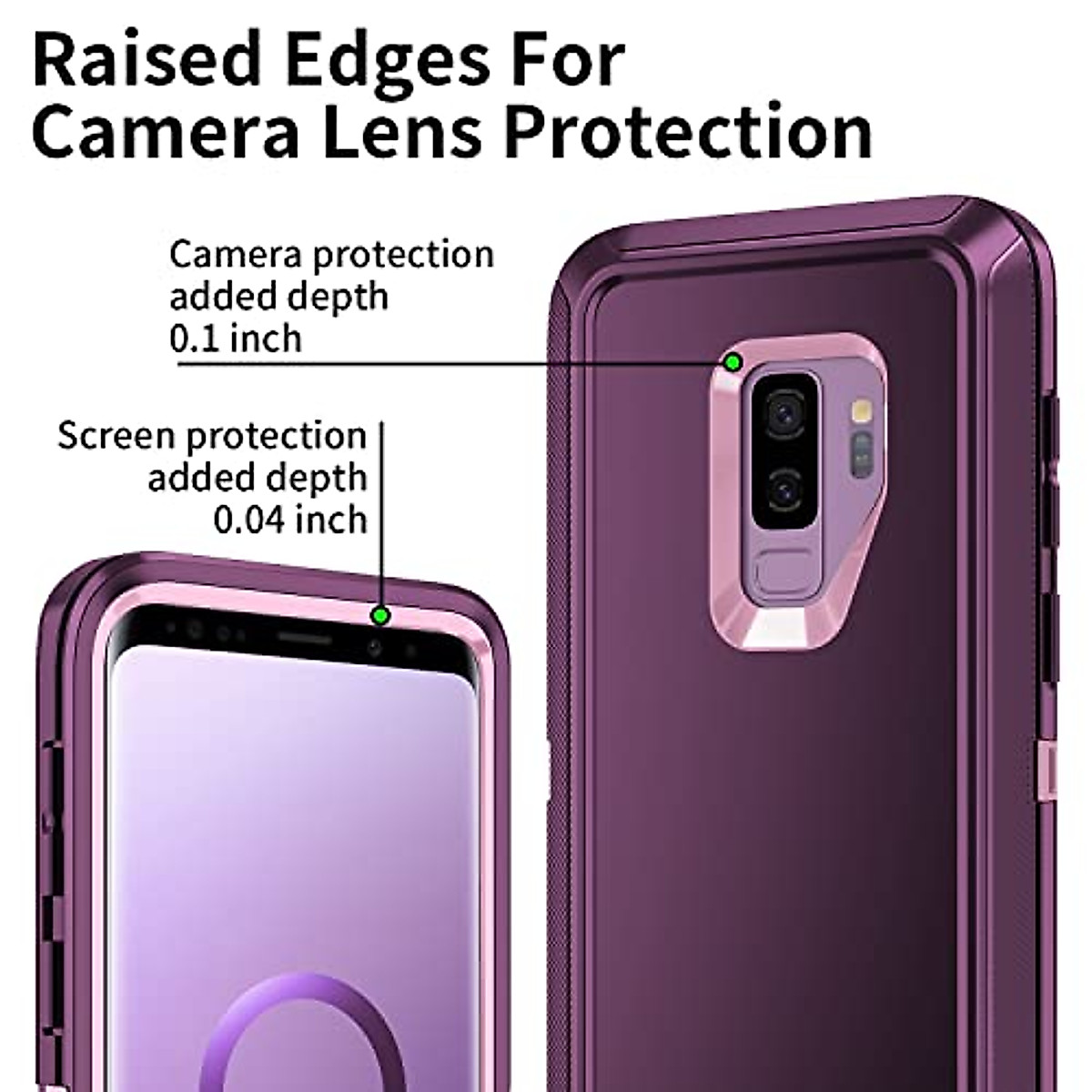 Mieziba for Galaxy S9 Case, Heavy Duty Shockproof Dust/Drop Proof 3 Layer Full Body Protection Rugged Durable Cover Case for Galaxy S9, Purple/Pink