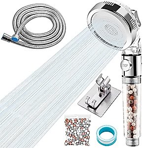Shower Head with Handheld, DORARA Showerheads with Hose and Holder, High-Pressure Water Saving Mineral Cleansing Shower Head, RV Handheld Shower Heads, Shower Sprayer, 3 Shower Modes , Extra Refills