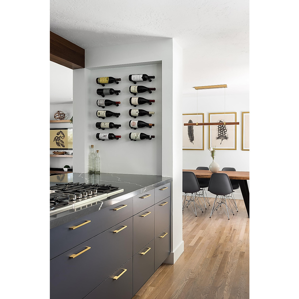 VintageView Vino Pins – Metal Wall Mounted Wine Bottle Rack for Wood Surfaces - Stylish Modern Wine Storage with Label Forward (Matte Black, 1 Bottle)