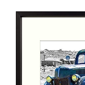 Golden State Art, 11x14 Black Picture Frame Displays Photo 8x10 with Ivory Mat or 11x14 Without Mat for Wall Mounting Aluminum Frames with Real Glass (Pack of 1)