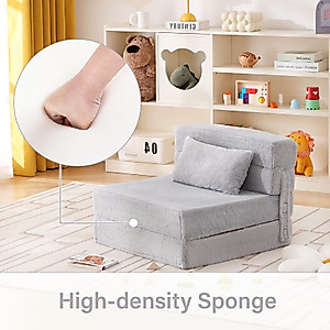 Givjoy Folding Sofa Bed Floor Mattress for Kids with Pillow, Toddler Washable Folding Floor Nap Mat for Sleeping Daycare, Child Fold Up Sofa Futon Folding Chair Bed with Storage Bag for Girls and Boys