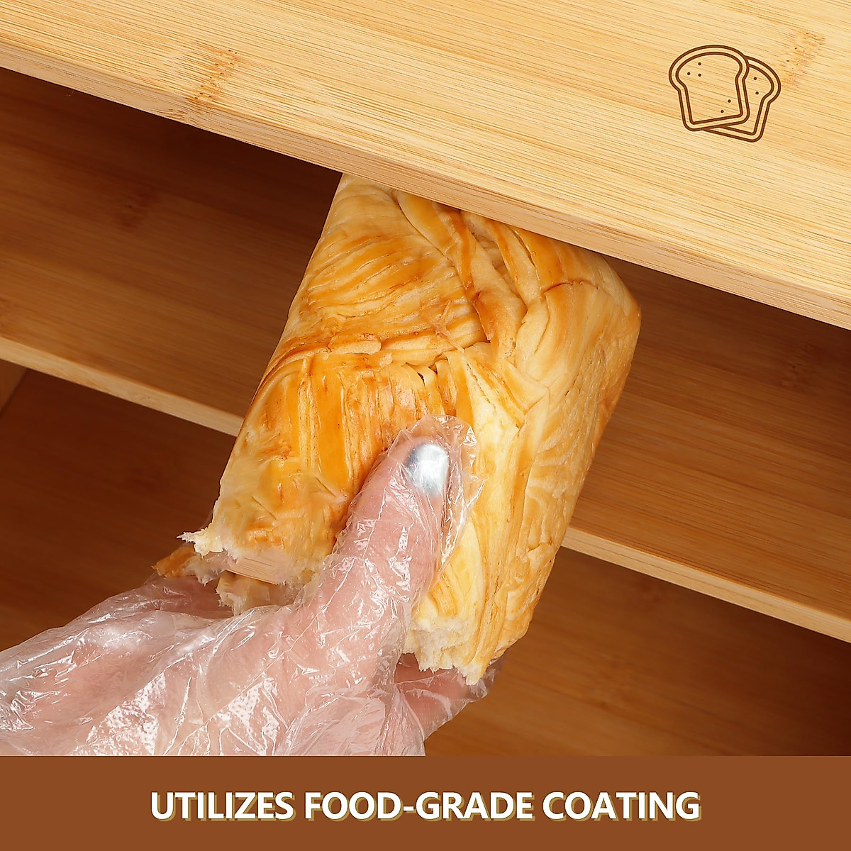 AMBIRD Bamboo Bread Box keep The Bread Fresh For Kitchen Counter-Large Capacity Wooden Bread Storage Container Farmhouse Bread Box with Window Bread Holder