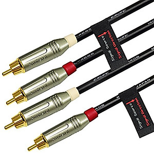 WORLDS BEST CABLES 4 Foot RCA Cable Pair - Made with Canare L-4E6S, Star Quad, Audio Interconnect Cable and Amphenol ACPR Gold RCA Connectors – Directional Design - Custom Made