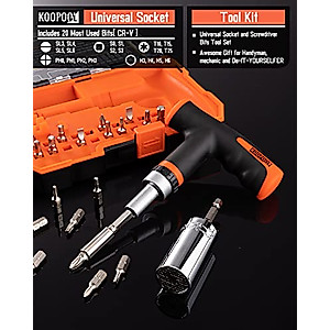 KOOPOOL Universal Socket Tool Set (1/4"-3/4") 25-Piece (A) with Magnetic Pickup Tool Set 5-Piece (B)