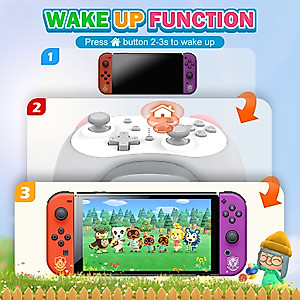 IINE Cute Switch Controller, Bluetooth Cartoon Kitten Switch Controllers Wireless, Kawaii Light Switch Gaming PC Controller with TURBO/Double Vibration Function, White