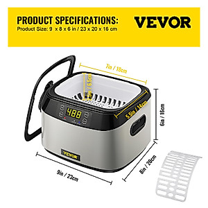 VEVOR Ultrasonic Machine, 1.2L Ultrasound Cleaner Machine, 40KHz Diamond Cleaner, 4 Buttons Jewelry Cleaner Machine, 70W Professional Ultrasonic Cleaner for Jewelry, Eyeglasses, Watches, Coins, Rings