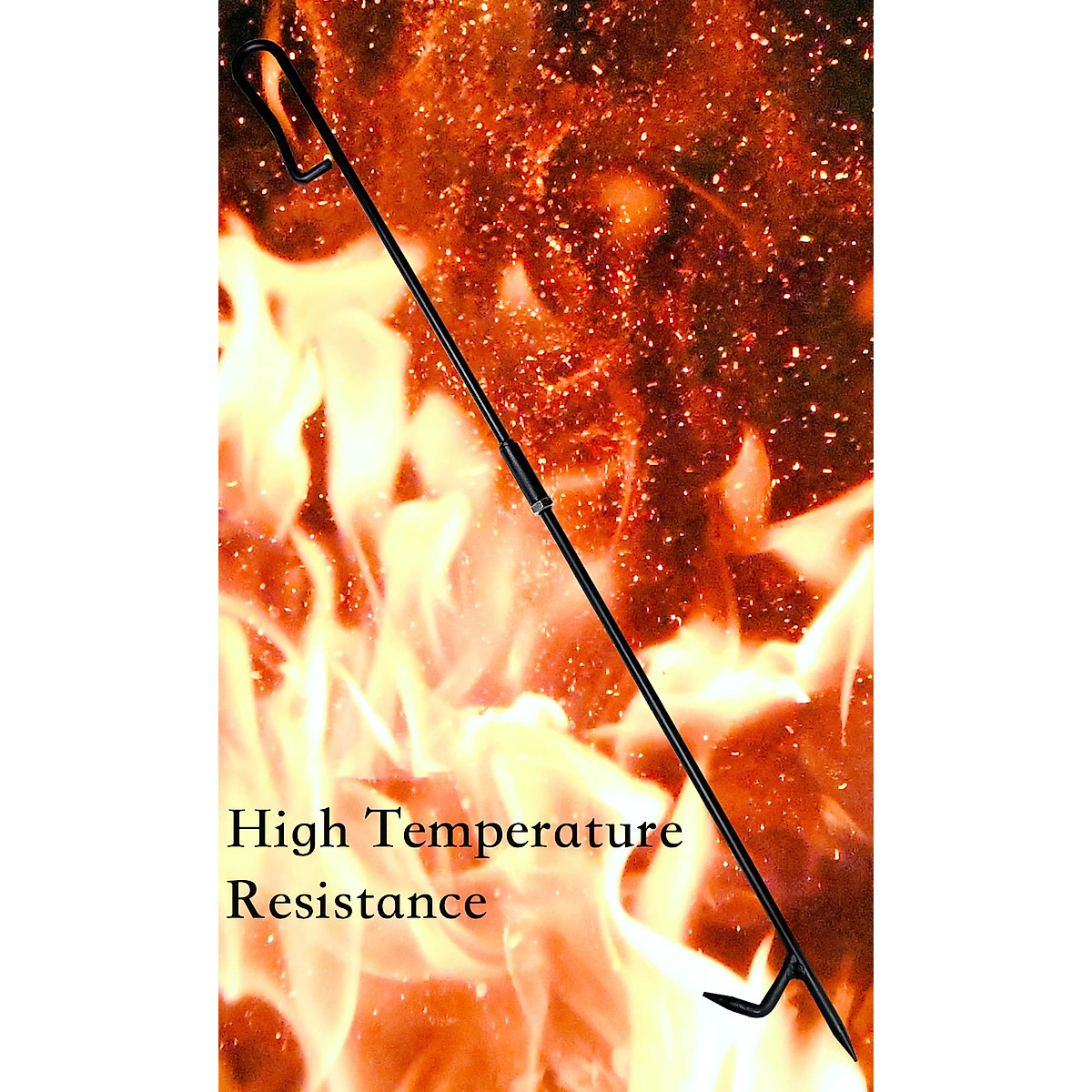 Fire Poker for Fire Pit. Fireplace Poker with Upgrade Removable Design. Premium Solid Steel Fire Pit Poker is The Best Fire Pit Accessories for Fireplace Camping Wood Stove Indoor and Outdoor Black