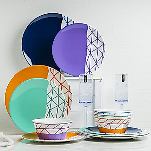 bzyoo 12 Piece Melamine Dinnerware Set - Durable, Dishwasher Safe Plates and Bowls - Dinning, Parties, Camping Dish Set Spidy Fun Collection