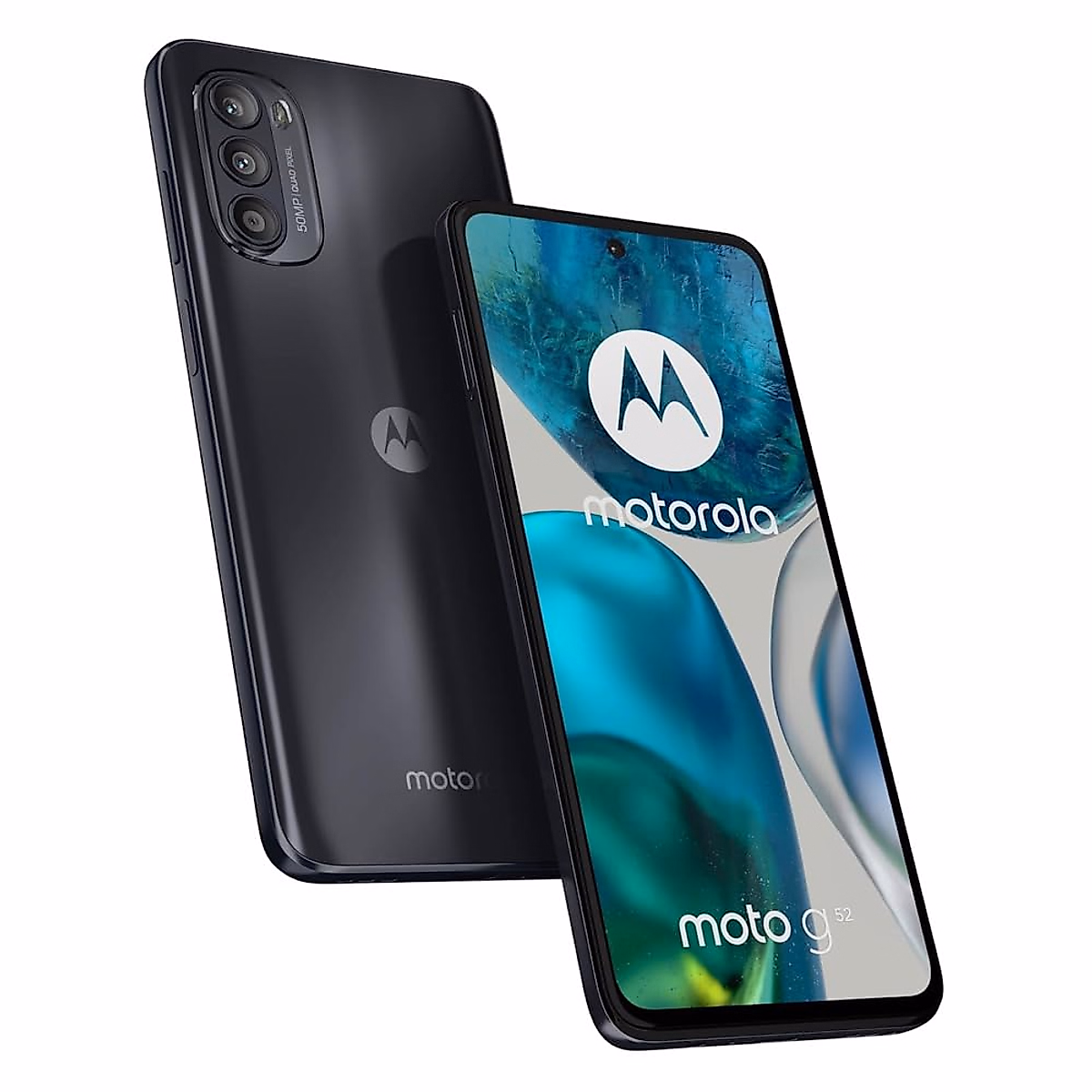 Motorola Moto G52 6GB RAM | 256GB Storage | Single SIM | Stereo Speakers W/Dolby Atmos | 30W turboPower Charging | 6.6" OLED FHD+ 90Hz Display | International Model | GSM Factory Unlocked - (Black)