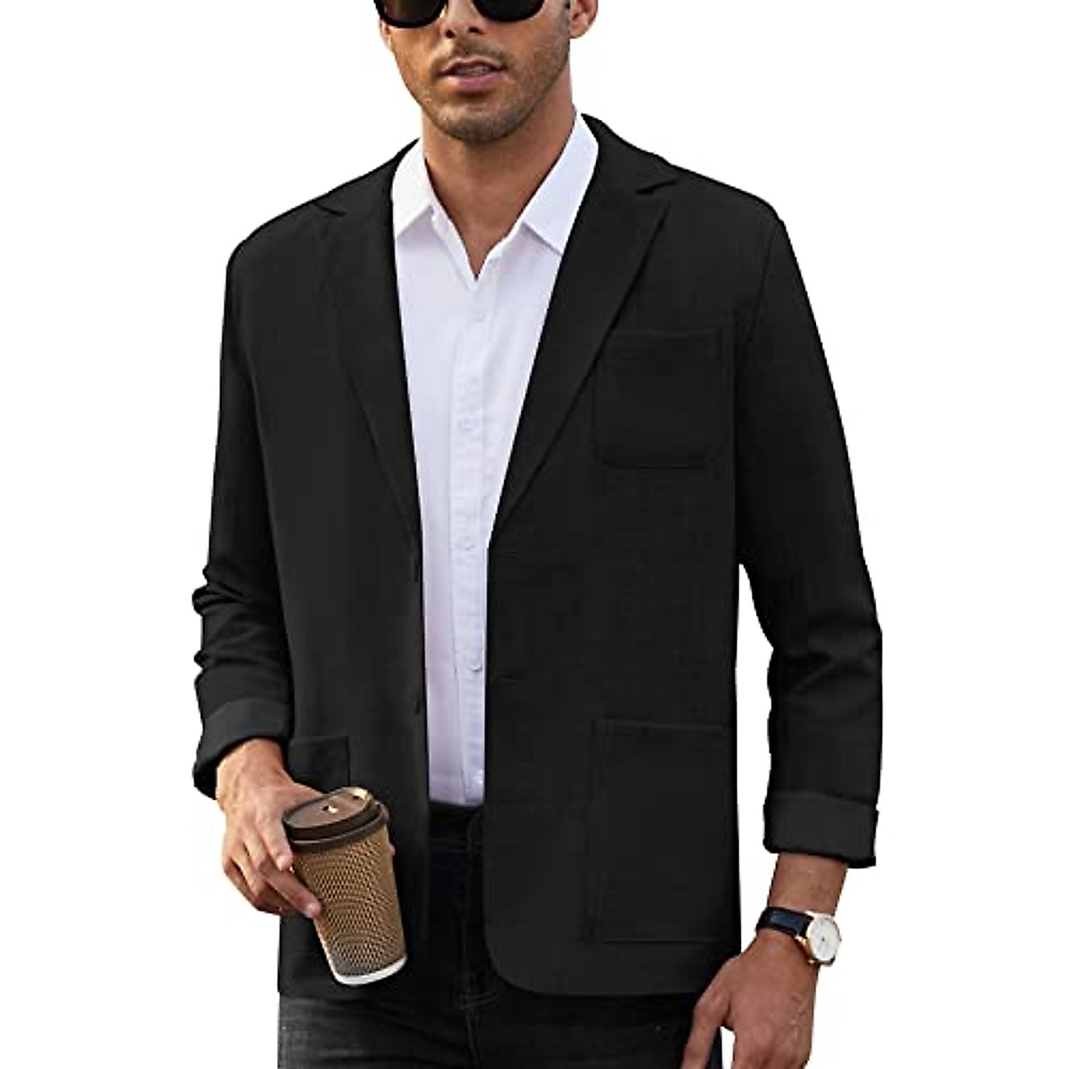 Men Blazer Slim Fit Casual Sports Coats Two Button Dress Blazer Stylish Lightweight Shoulder Pads Suit Jackets Outfits Brown S