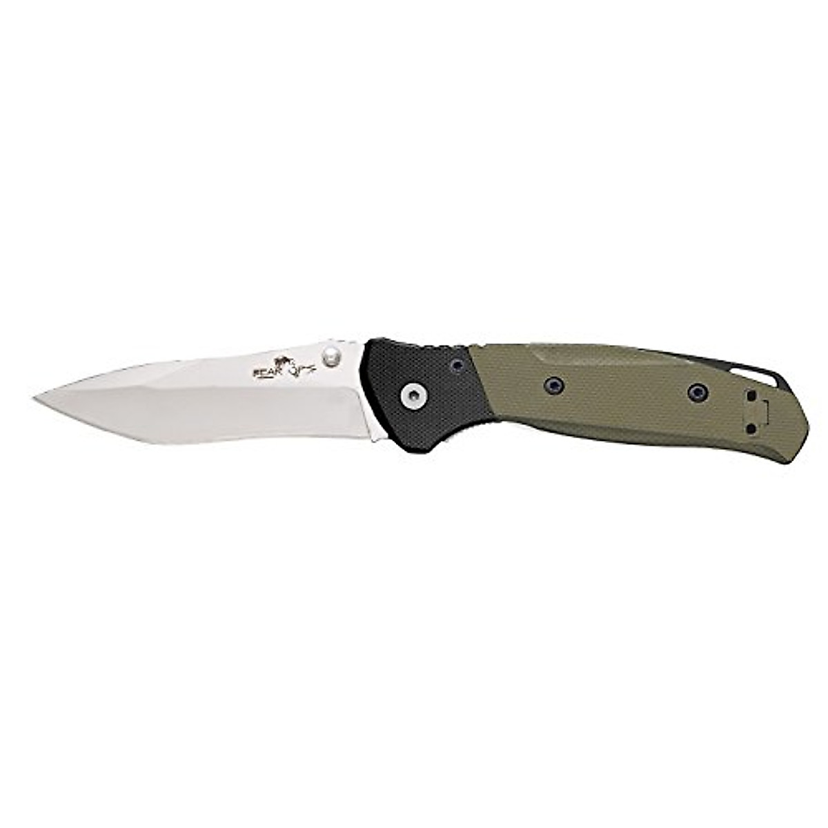 Bear OPS Bear Swipe IV, 3-1/4-inch Blade, 14C28N Sandvik Stainless Steel, OD Green G10 Handle, Assisted Opening with Reversible Pocket Clip (A-400-B4-P)