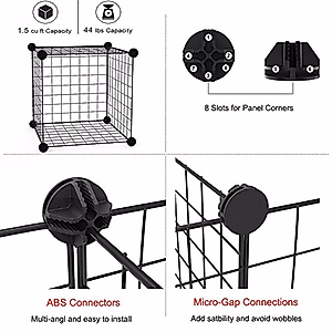 LANGXUN DIY Small Animal, Pet Playpen, Rabbit , Guinea Pig Cages, Puppy, Kitten Playpen | Indoor & Outdoor Portable Metal Wire Yard Fence (16pcs Metal Panels)