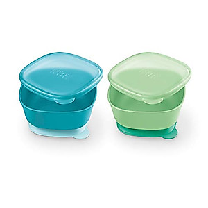 NUK Suction Bowl and Lid, Assorted Colors, 2 Pack, 6+ Months