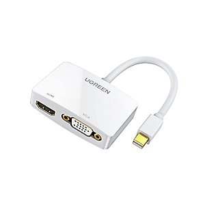UGREEN Mini DisplayPort to HDMI VGA Adapter, 4K Thunderbolt 2 Adapter 2 in 1 Mini DP Converter Compatible with MacBook Pro MacBook Air iMac Surface Pro 1 2 3 4 6 Surface Laptop 2 ThinkPad X1, White