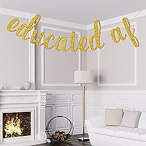 WeBenison Educated AF Banner Class of 2022 Banner You Did It Congrats Nurse Lawyer Doctor Graduation Party Bunting Decoration Supplies / Gold Glitter