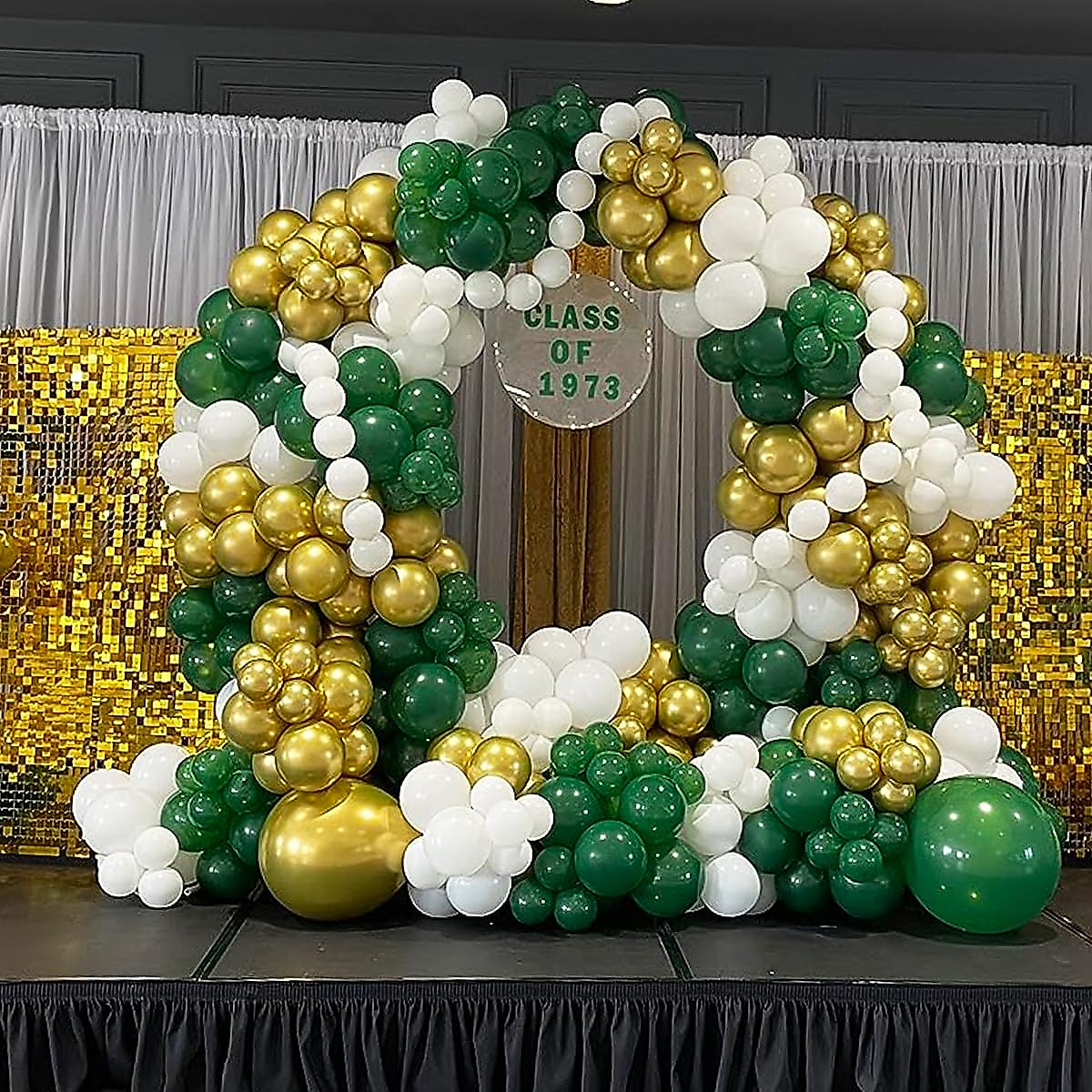 Dark Green White Balloon Garland Arch - 122PCS Dark Green Metallic Gold Balloons Green and Gold Balloons for Forest Birthday Green Gold Graduation Party Decorations