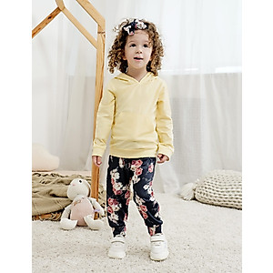 Okgirl Baby Girl Clothes Long Sleeve Hoodie Sweatshirt Floral Pants With Headband Outfit Sets(12-18 Months)