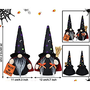 Halloween Decorations Indoor 2PCS Witch Halloween Gnomes Plush Decor, Mr & Mrs Handmade Tomte Swedish Gnome for Halloween Home Table Mantle Tiered Tray Decor, Halloween Trick or Treat Gifts