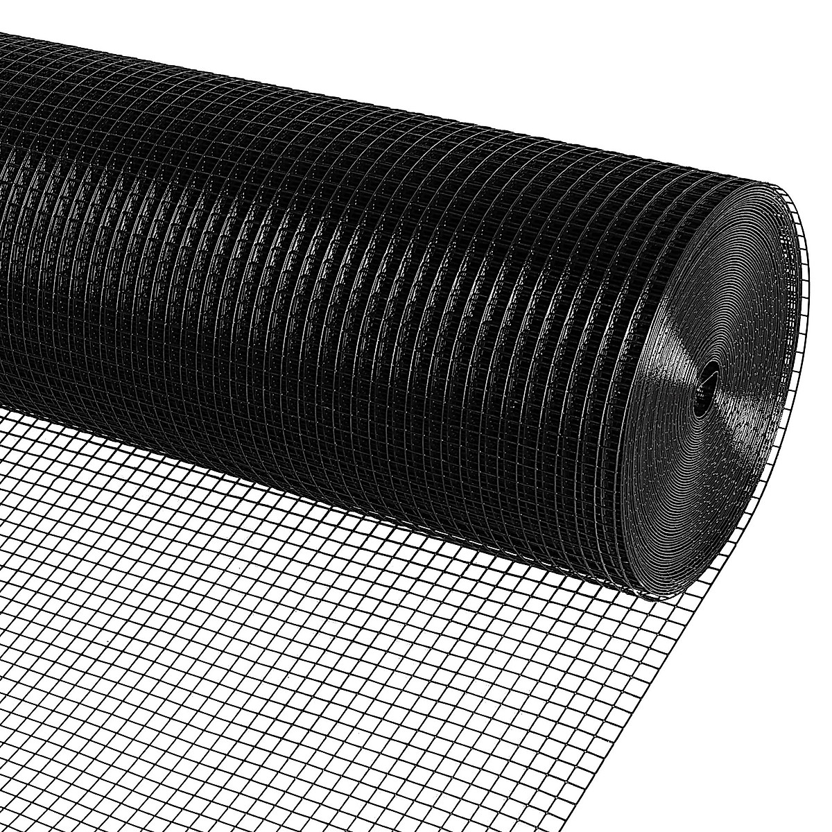 KANERS Black PVC Vinyl Coated Wire Mesh Hardware Cloth 1/2 in 48”x50’ 19 Gauge, Welded Wire Fencing Chicken Wire Mesh Roll Cage Wire Netting