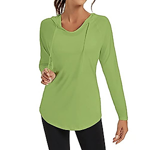 Vodi Mosa Lighweight Thin Hoodies For Women Summer Fall Athletic Hooded Sweatshirts Womens Sun Shirt（Green, L）