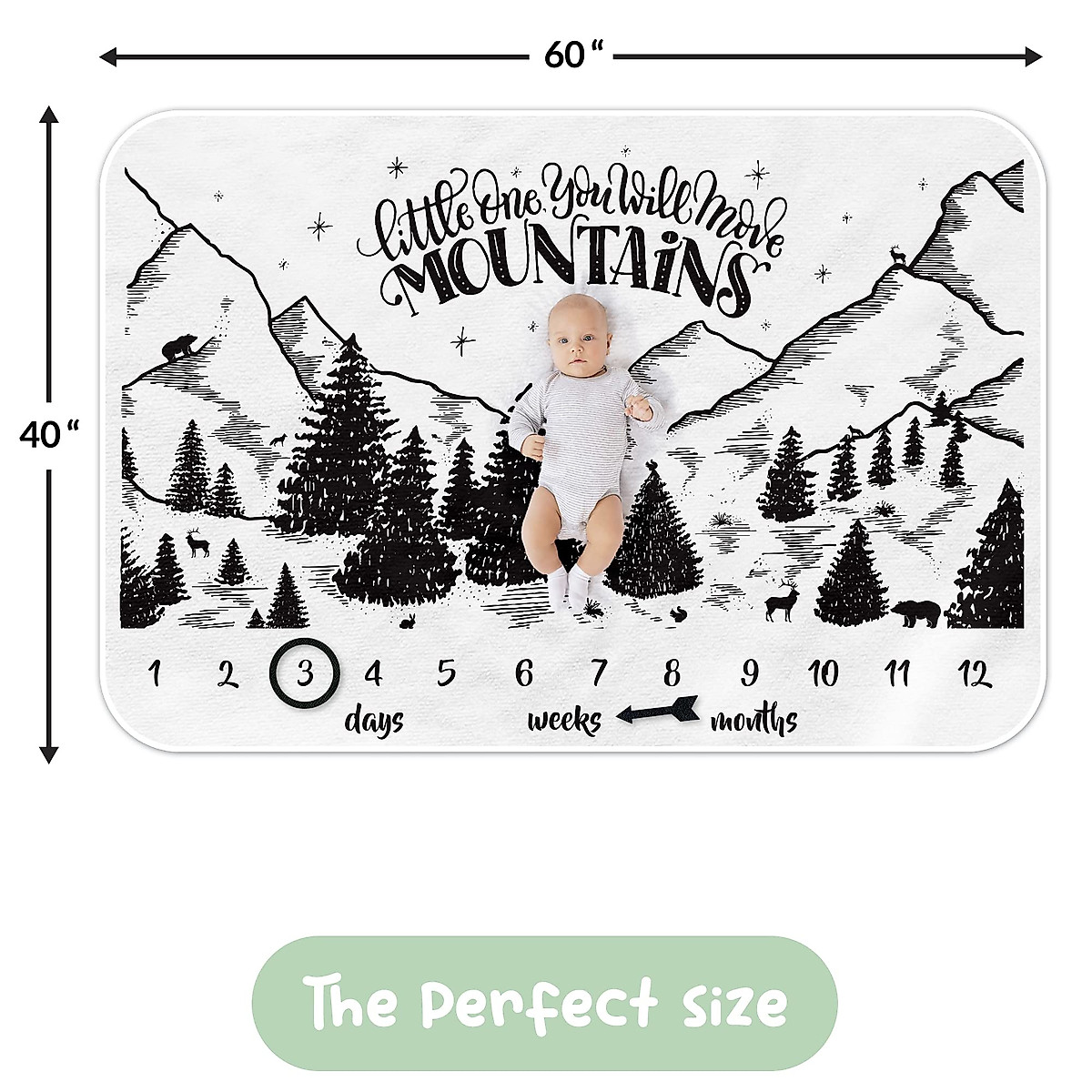 Paishanas Baby Milestone Blanket for Boy Girl Super Soft Premium Fleece Months Blankets Baby Shower Gender Neutral Gifts Photography Backdrop 60" x 40" Woodland Animals Baby Monthly Milestone Blanket