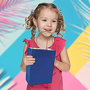 Fun Express Medium Blue Kraft Paper Gift Bags 24 Count - 6 1/2" x 3 1/4" x 9" with 4 1/2" Handles - Craft Supplies Birthday Party Boy Decoration, Baby Shower Decor Supply Set Disposable