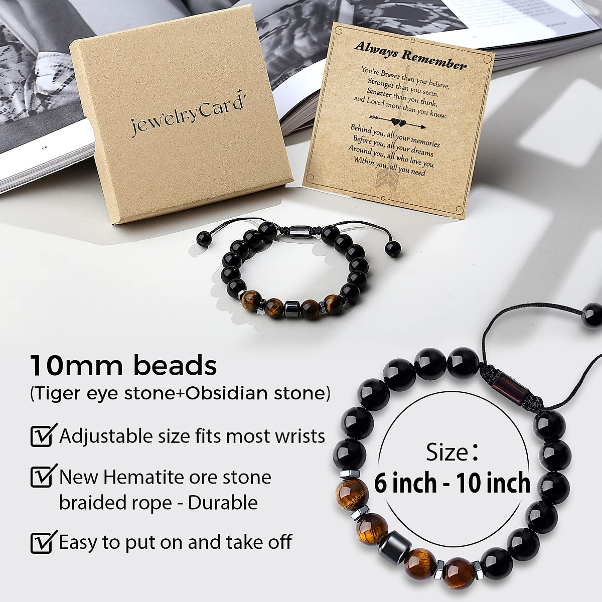 Jewelry&Card Gifts for Teens，Boys, Always Remember You Are Braver Than You Believe Bracelet, Inspirational Birthday Gift Ideas for Teenage Boys