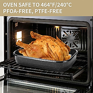 Roasting Pan with Rack, 16 x 11 Inch Rectangular Roasting Pan, 20lb Turkey Roaster Pot, Large Oven Roaster Tray for Baking Turkey by JY COOKMENT