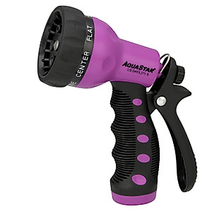 AQUASTAR 7-Pattern Rear Trigger Nozzle(Purple), Spayer Nozzle, Hose Watering Nozzle, Lawns&Garden, Hose Nozzle Spryer, Adjustable 7 watering pattern Nozzle