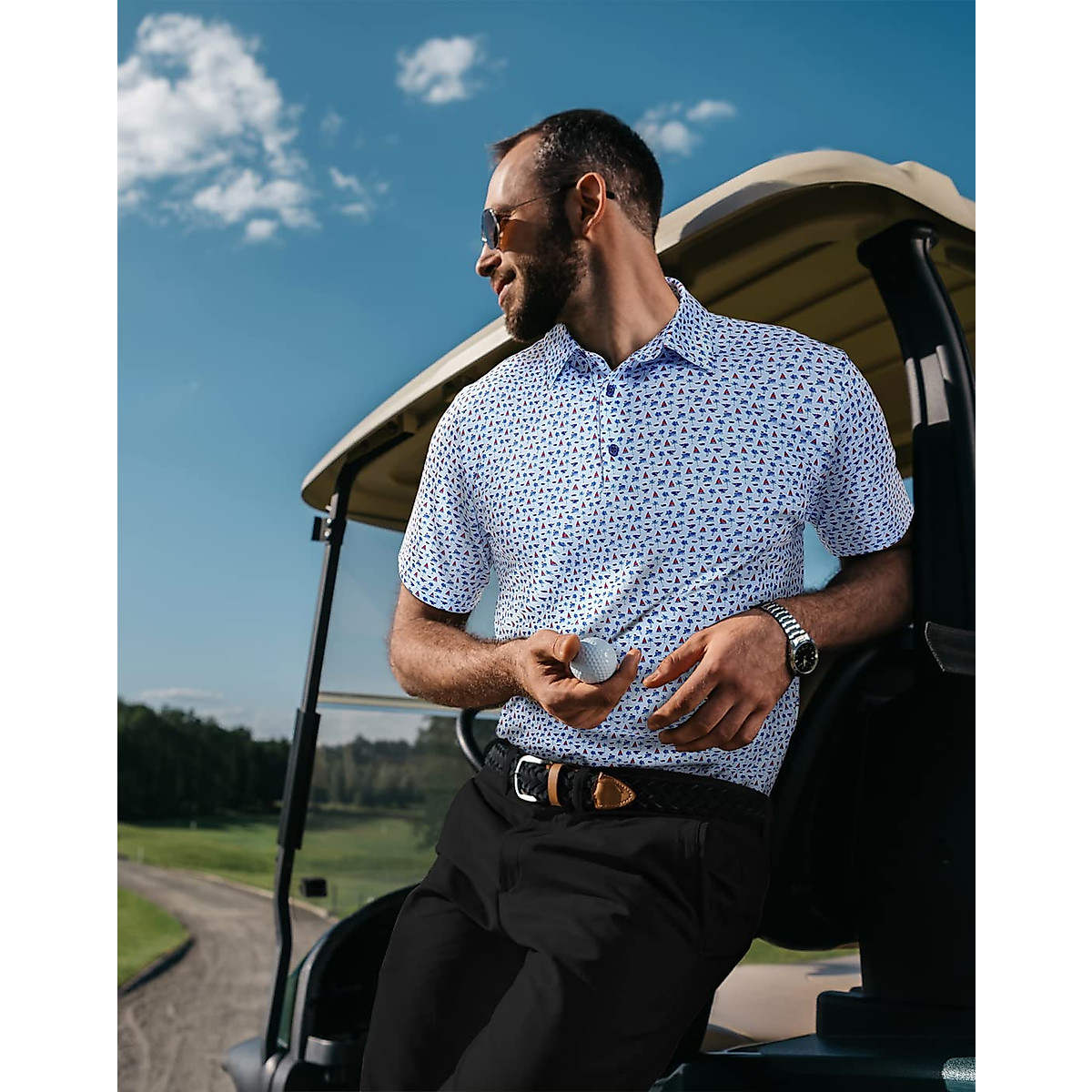 LRD Mens Stretch Golf Pants – Lightweight Performance Slim Fit Golf Pant for Men Black - 34W x 32L