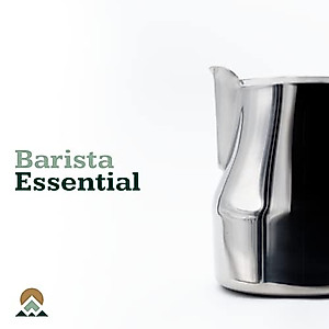 Evergreen Coffee - Precision Latte Art Milk Pitcher | 16oz | Commercial Grade Stainless Steel | Milk Steam Frothing Jug | For Espresso Machines, Breville Espresso Machines (Black)
