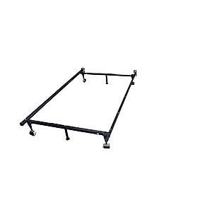 Kings Brand Furniture Heavy Duty Adjustable Metal Queen, Full, Full XL, Twin, Twin XL, Bed Frame with Rug Rollers & Locking Wheels