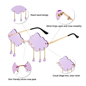 FEISEDY Retro Cloud RimlessTassel Sunglasses Women Funny Party Disco Dripping Cloud sunglasses Eyewear B2834