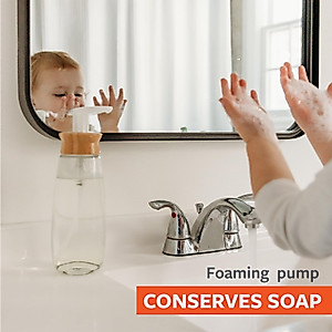 Updated Full Circle Foamance Glass Foaming Soap Dispenser Bamboo Lid, 16-Ounce, Clear