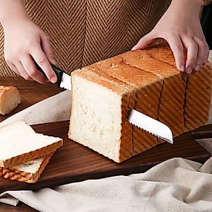12 Inch Serrated Bread Knife for Homemade Bread, Stainless Steel Wide Wavy Edge Knife, Multi-Purpose Kitchen Knife, Efficient Cake Slicer, Ultra Sharp Baker's Knife for Cutting Crusty Breads, Cake