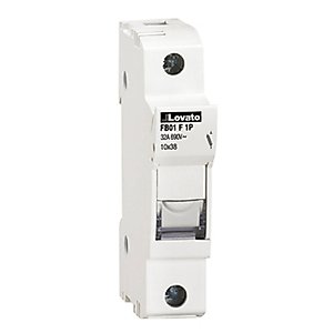 Automation Systems Interconnect AFB01F1P DIN Rail Mounted Midget Fuse Holder, 1 Pole, 10 x 38 mm, 13/32" Diameter x 1.5" Length, 18 to 8 AWG, 30 Amp, 600V