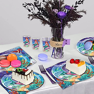 Mermaid Party Supplies Mermaid Birthday Party Favors Includes Cups Plates Napkins for Mermaid Birthday Baby Shower Decor