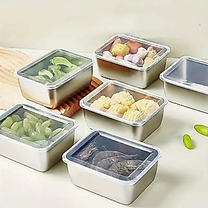 Souso 6pcs Stainless Steel Stacking Food Containers with Lids, Reusable Snack & Prep Containers for Office, sp-00018