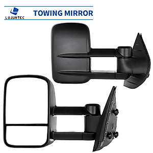 LUJUNTEC Tow Mirrors Replacement fit for 2008-2013 For Chevy For Silverado For GMC For Sierra 1500/2500 HD/3500 Pickup Towing Mirrors Driver Left and Passenger Right Side Manual No Heated Black