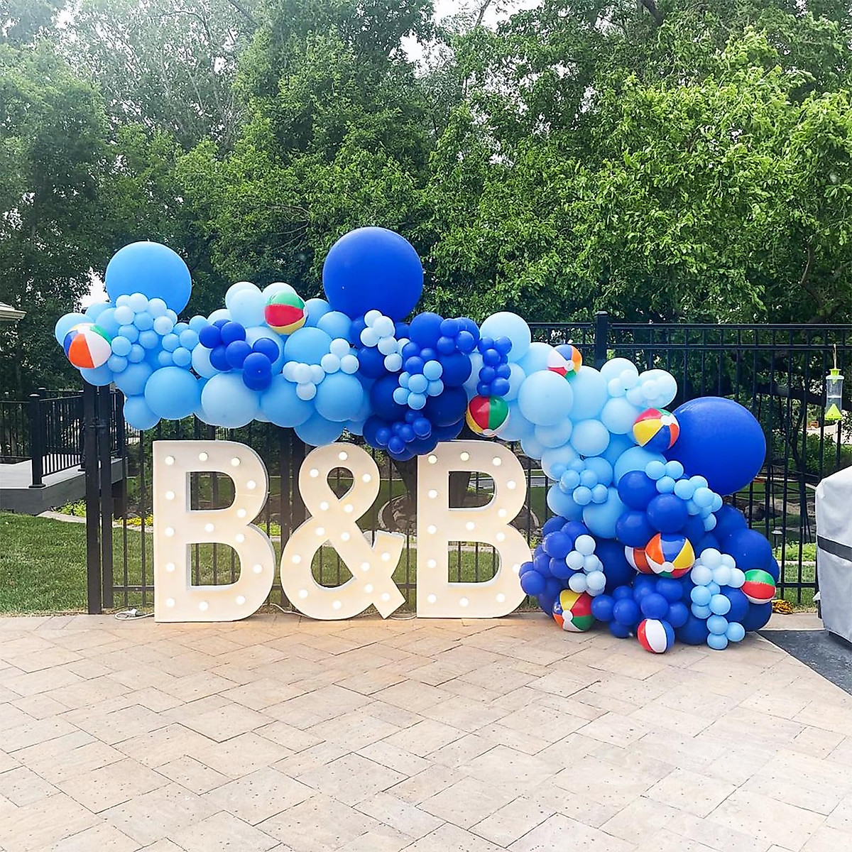 NISOCY 124Pcs Blue Balloons Garland Arch Kit, 18In 12In 10In 5In Baby Light Blue Royal Blue Metallic Blue Balloons for Baby Shower Birthday Baseball Nautical 4th of July Independence Party Decorations