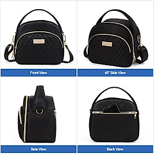 LLEGASTE Adult Cute Small Lunch Bags for Women, Stylish Wide Opening Adults Lunch Boxes for Women, Reusable Womens Lunch Tote Bags for Work, Insulated Lunch Cooler Bag for Women (black)