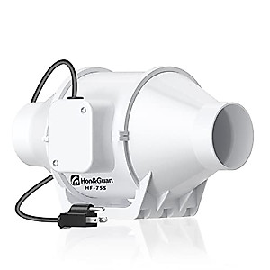 Hon&Guan 3 Inch Duct Fan, High Efficiency Inline Fan Mixed Flow Ventilation System Exhaust Air Fan for Bathroom, Kitchen, Grow Tent, 3D Printer (S Series)