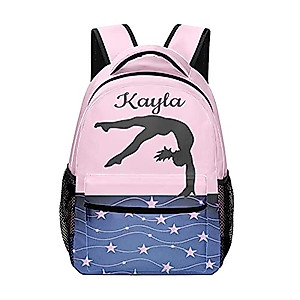 Eiis Gymnastics Stars Pink Blue Students Personalized School Backpack for Kid-Boy /Girl Primary Daypack Travel Bookbag,P22889,One Size