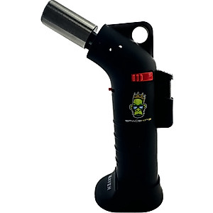 Space King powerful single jet angled flame torch lighter - Smooth Finish - Premium Quality - Adjustable Flame & Lock Function - Perfect for Kitchen, BBQ, Outdoors, Travel, Garage, and more (Black)