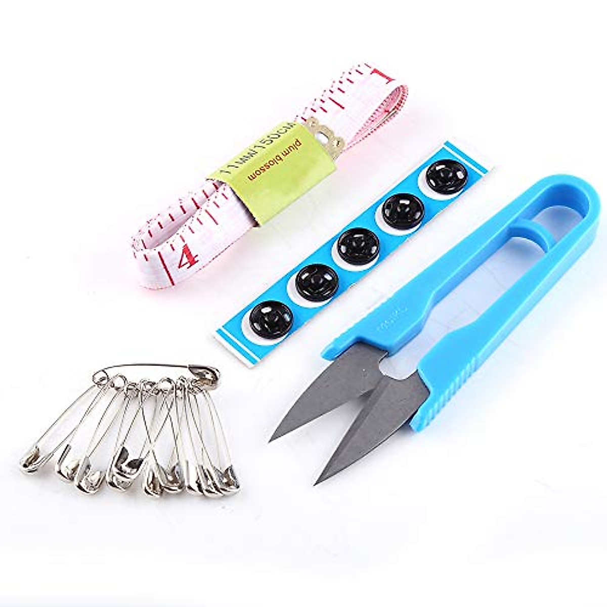 Sewing Supplies Set Portable Sewing Kit Box Plastic Organizer Storage Box with Removable Interlayer for 10pcs Sewing Tools Including Needle Tape Measure Scissor Thimble(Yellow)