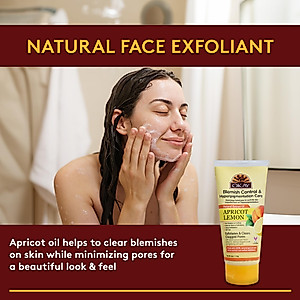 Apricot Facial Scrub for Blemish Control Removes Dirt and Oil leaves Skin Freshly Cleansed,Moisturized&Energized Helps Clear Blemishes,Minimize Pores,Leaves Skin Smooth Alcohol,Sulfate,Paraben Free Made in USA 6oz